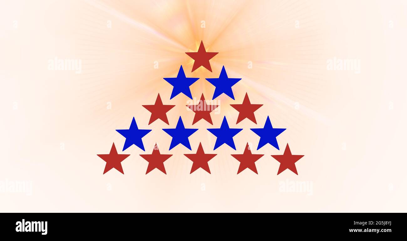 Composition of triangle of stars in red and blue of american flag, with ...