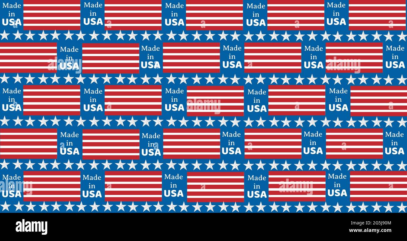 Composition of text made in usa, on stars and stripes of american flag ...