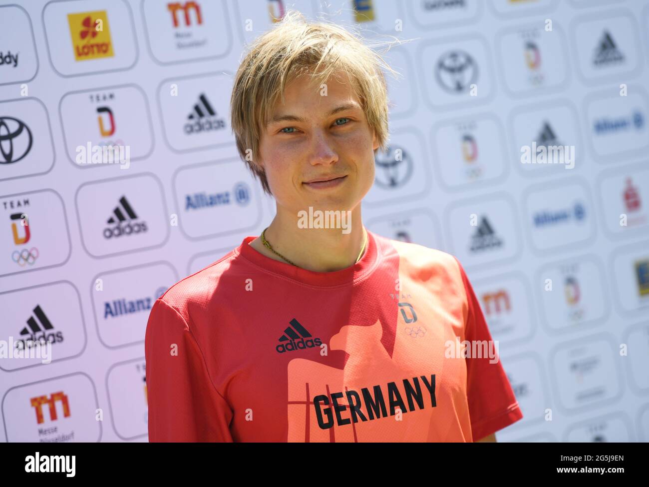 Munich, Germany. 28th June, 2021. Sports climber Alexander Megos wears ...