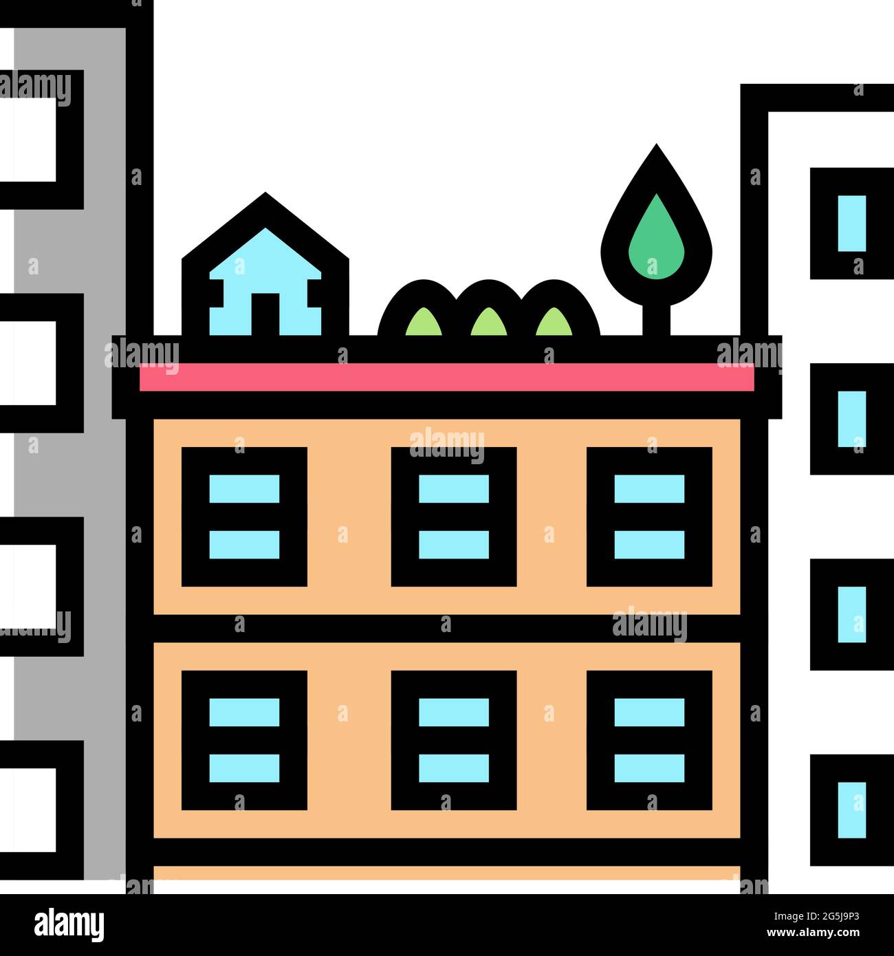 growth plant on building roof color icon vector illustration Stock ...