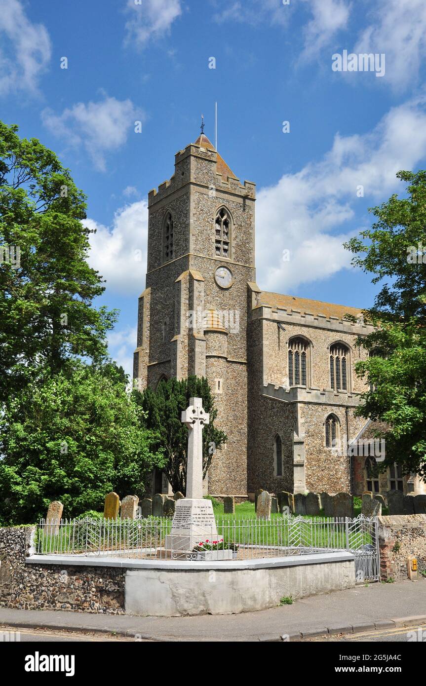 St Andrew's Church and war memorial, Isleham, Cambridgeshire, England ...