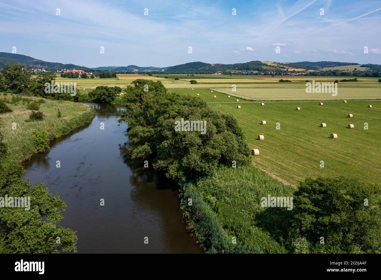 The landscape of the Werra Valley between Hesse and Thuringia at ...