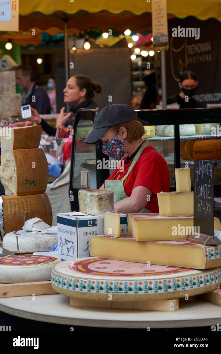 Cheese stall at the historic Borough Market in London, United Kingdom ...