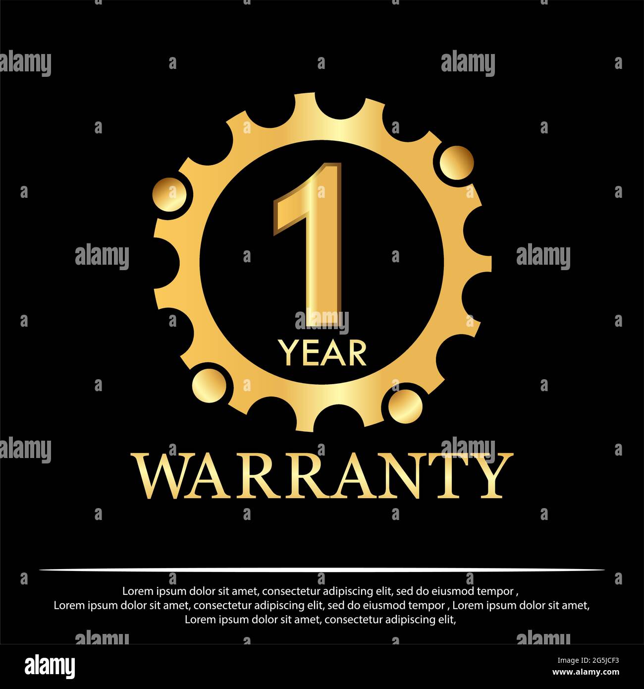 One years warranty golden label on black background Stock Vector Image ...
