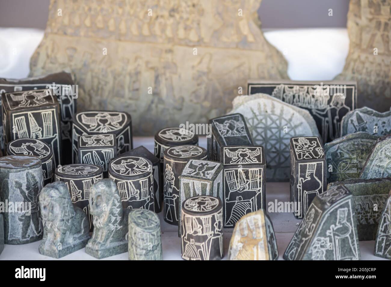 Carving artworks made in Hattusa, the old capital of the Hittite ...