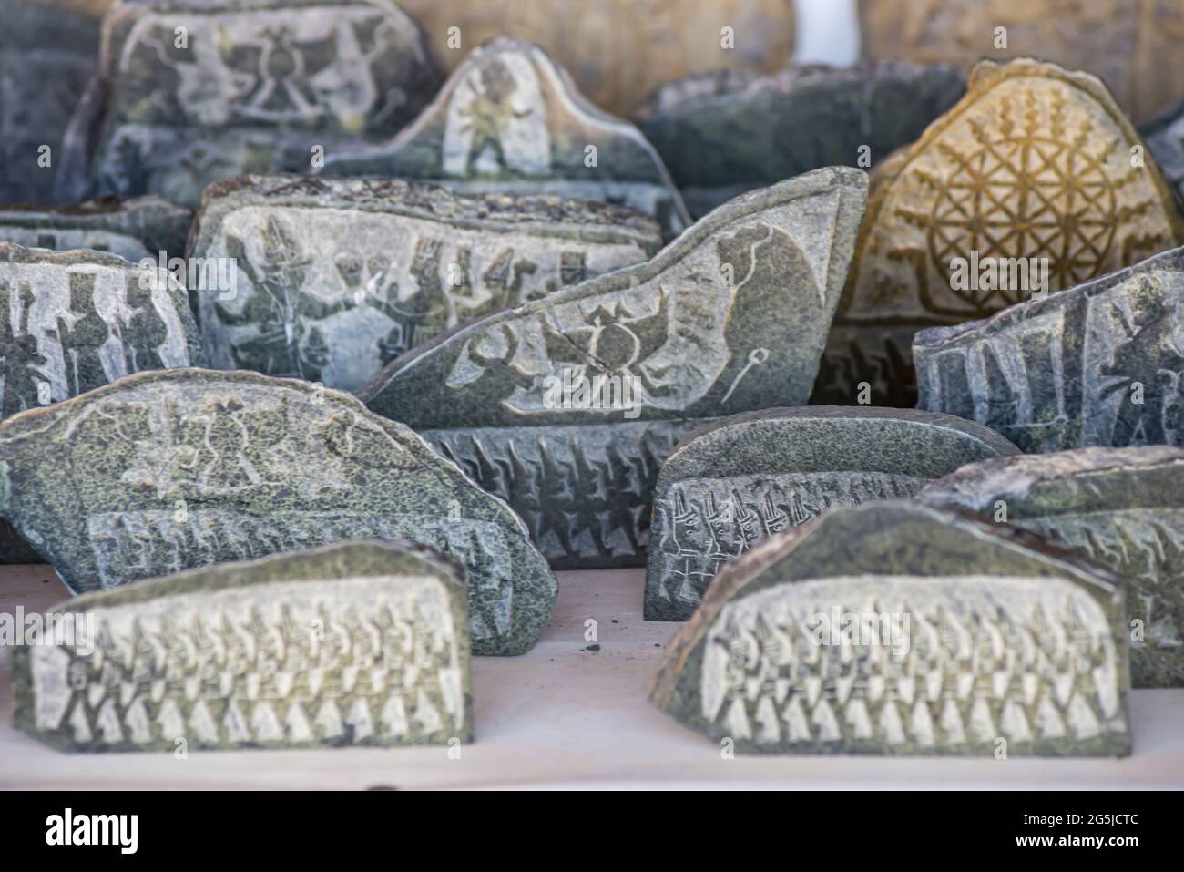 Carving artworks made in Hattusa, the old capital of the Hittite ...