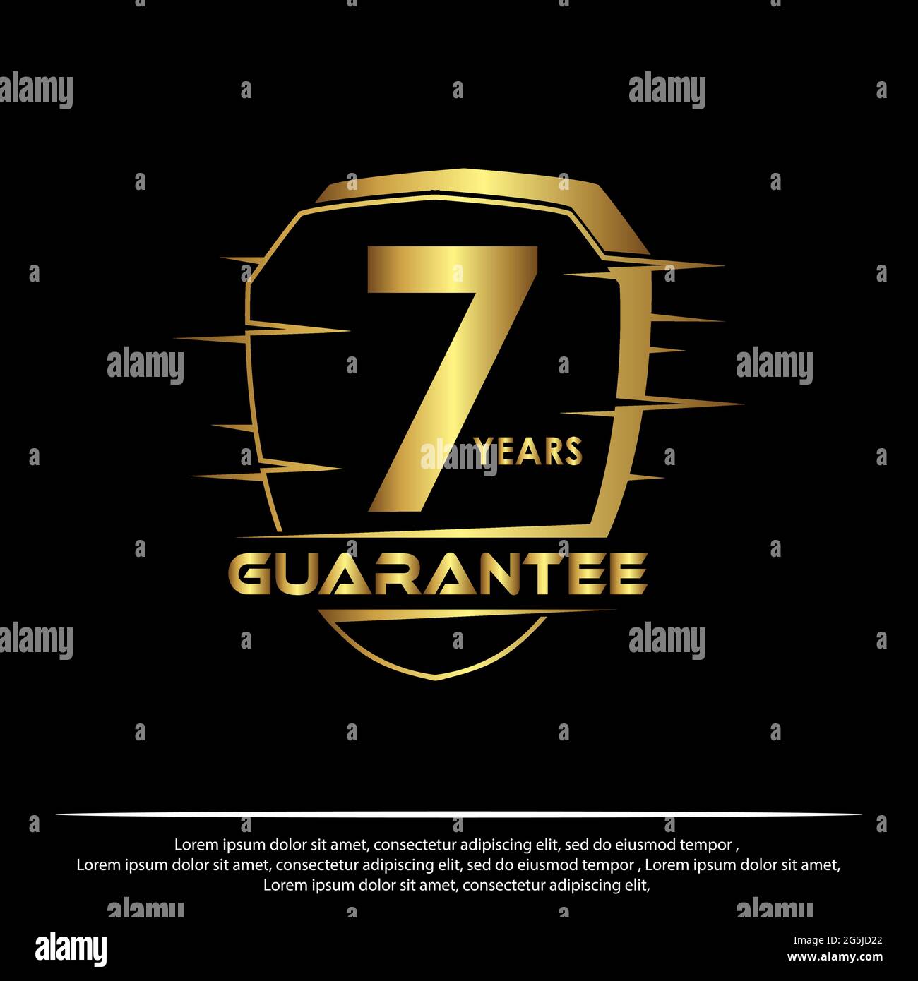 Shield with text guarantee seven years icon, stock icon and background ...