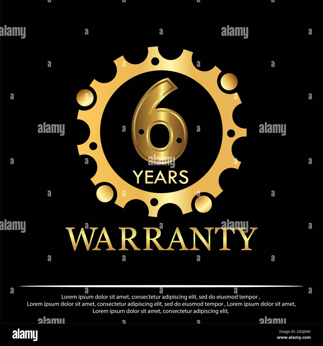 Six years warranty golden label on black background Stock Vector Image ...