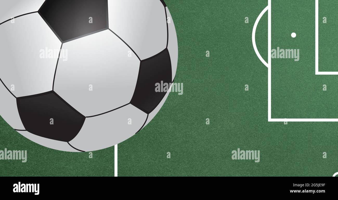 Composition of digital football at empty football stadium Stock Photo ...