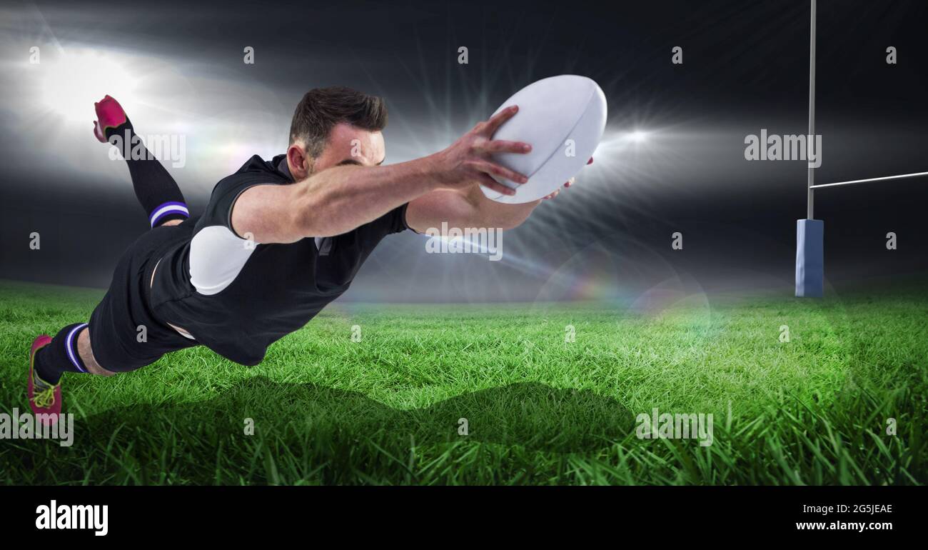 Rugby player with ball hi-res stock photography and images - Alamy