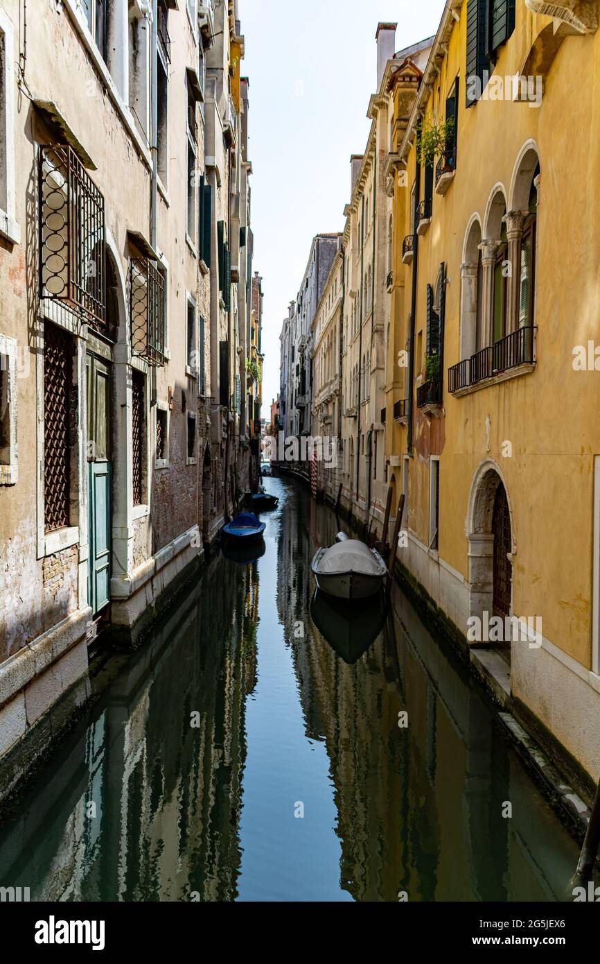Romanic view of a Water Canal (so-called Riva) in Venice, Italy. These ...
