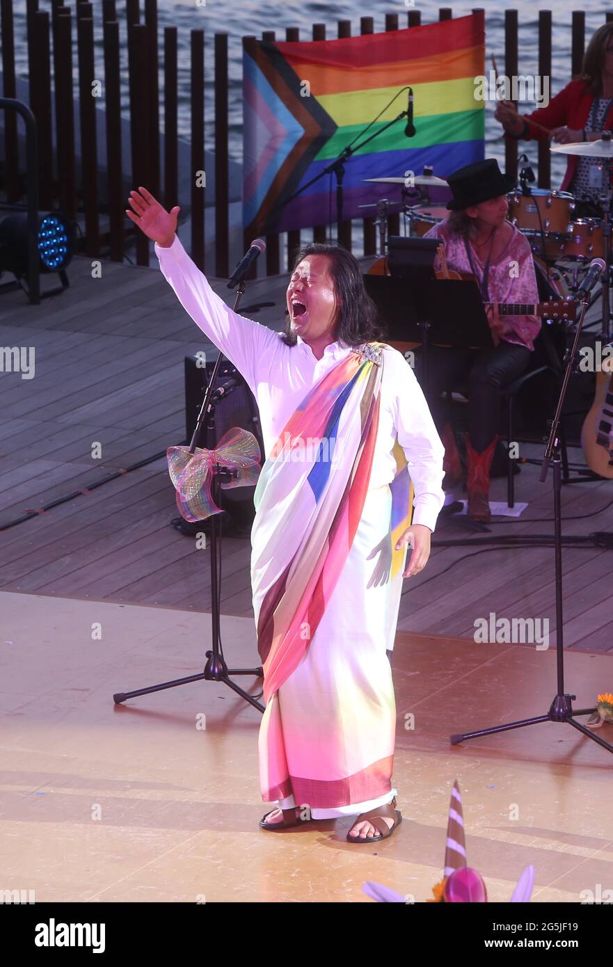 NEW YORK, NY- JUNE 27: Kelvin Moon Loh on stage during Tina Landau and Friends: Bring Your Own ...