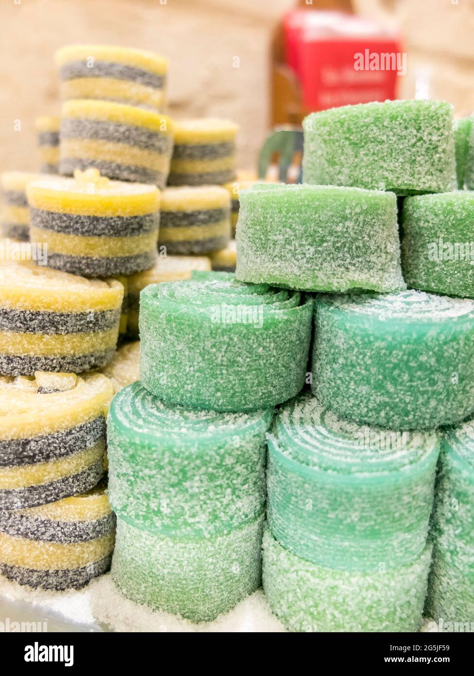Stack of some coloured sugar jelly beans Stock Photo - Alamy