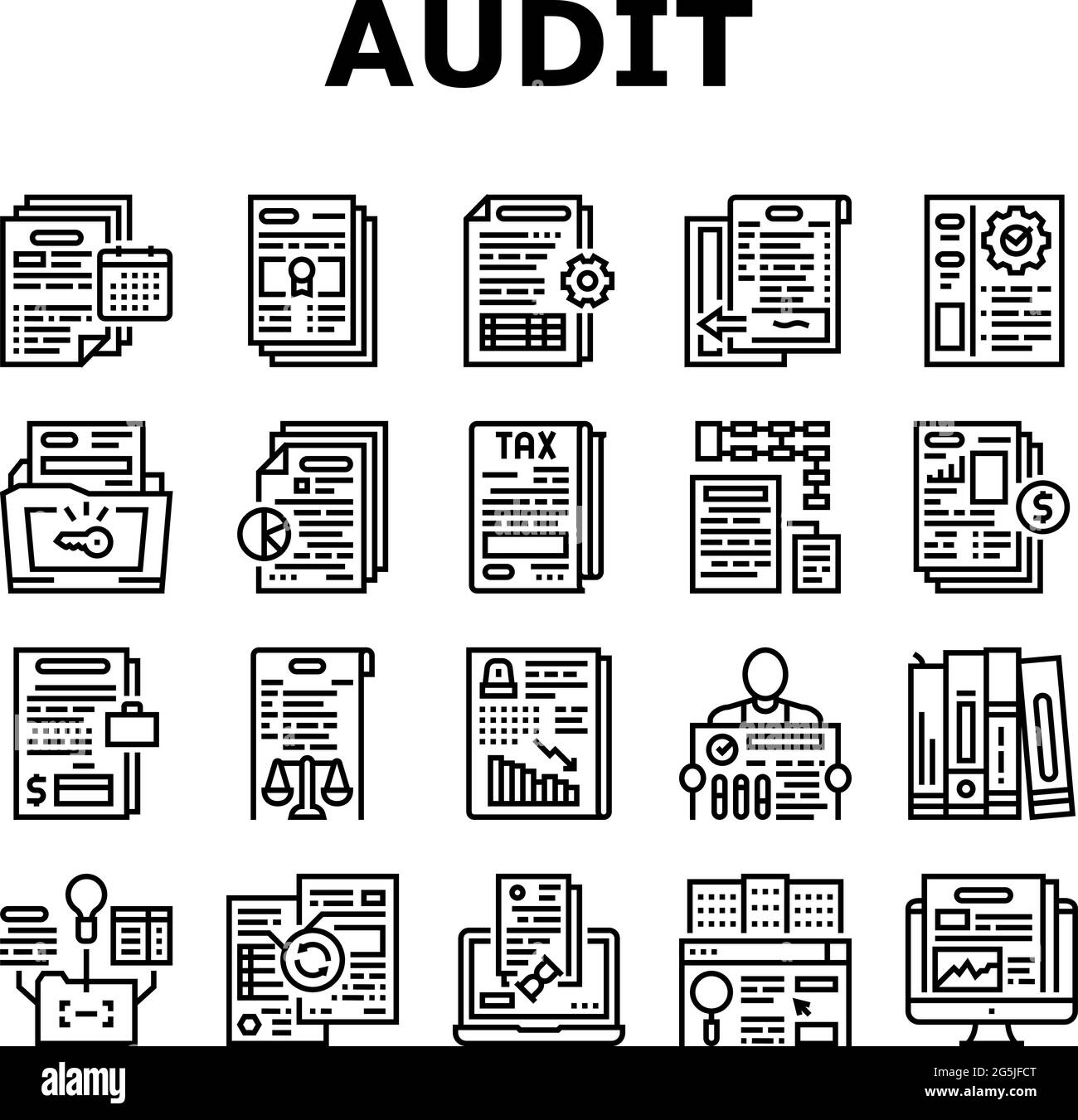 Business Finance Audit Collection Icons Set Vector Stock Vector Image ...