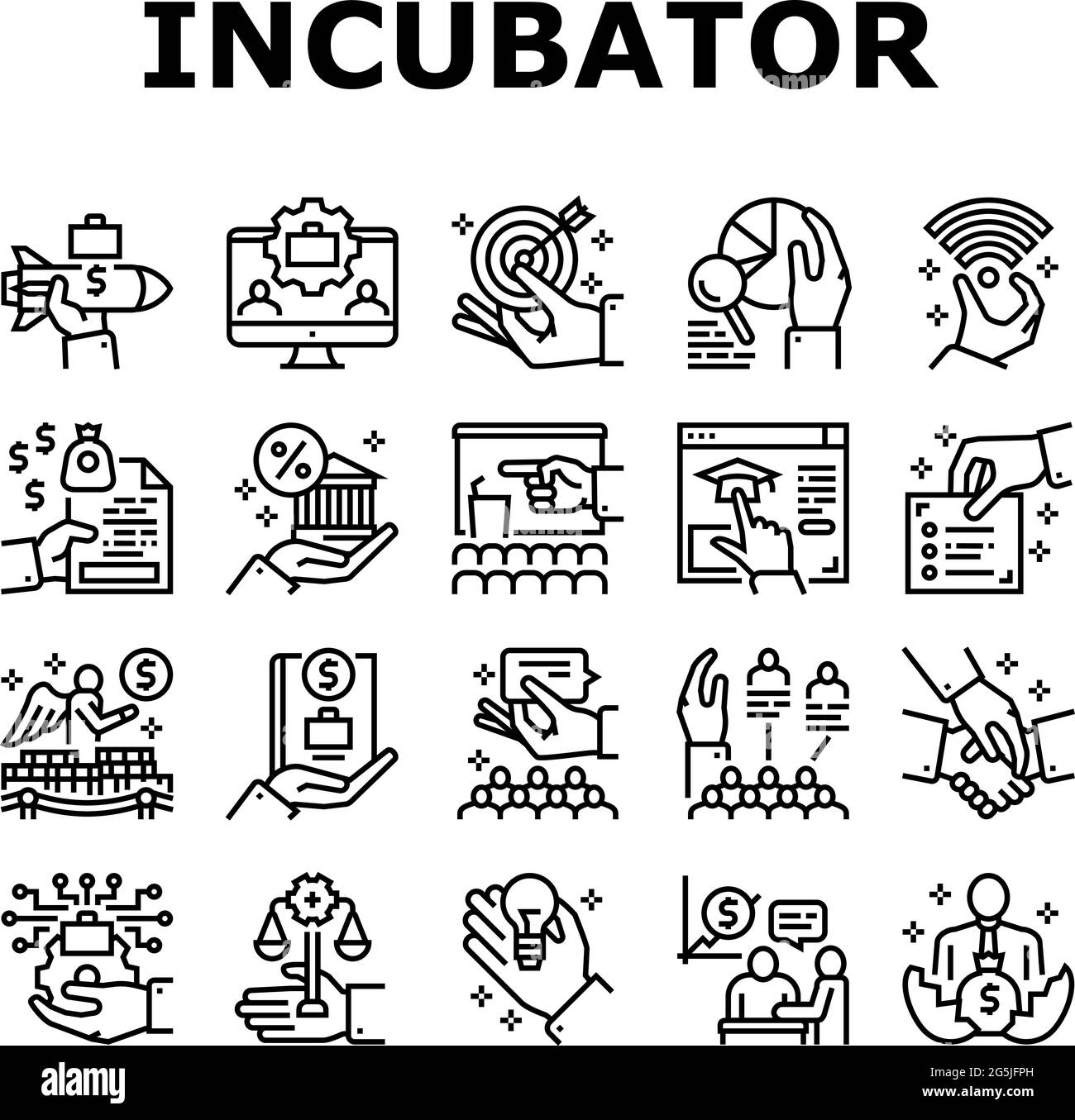 Business Incubator Collection Icons Set Vector Stock Vector Image & Art ...