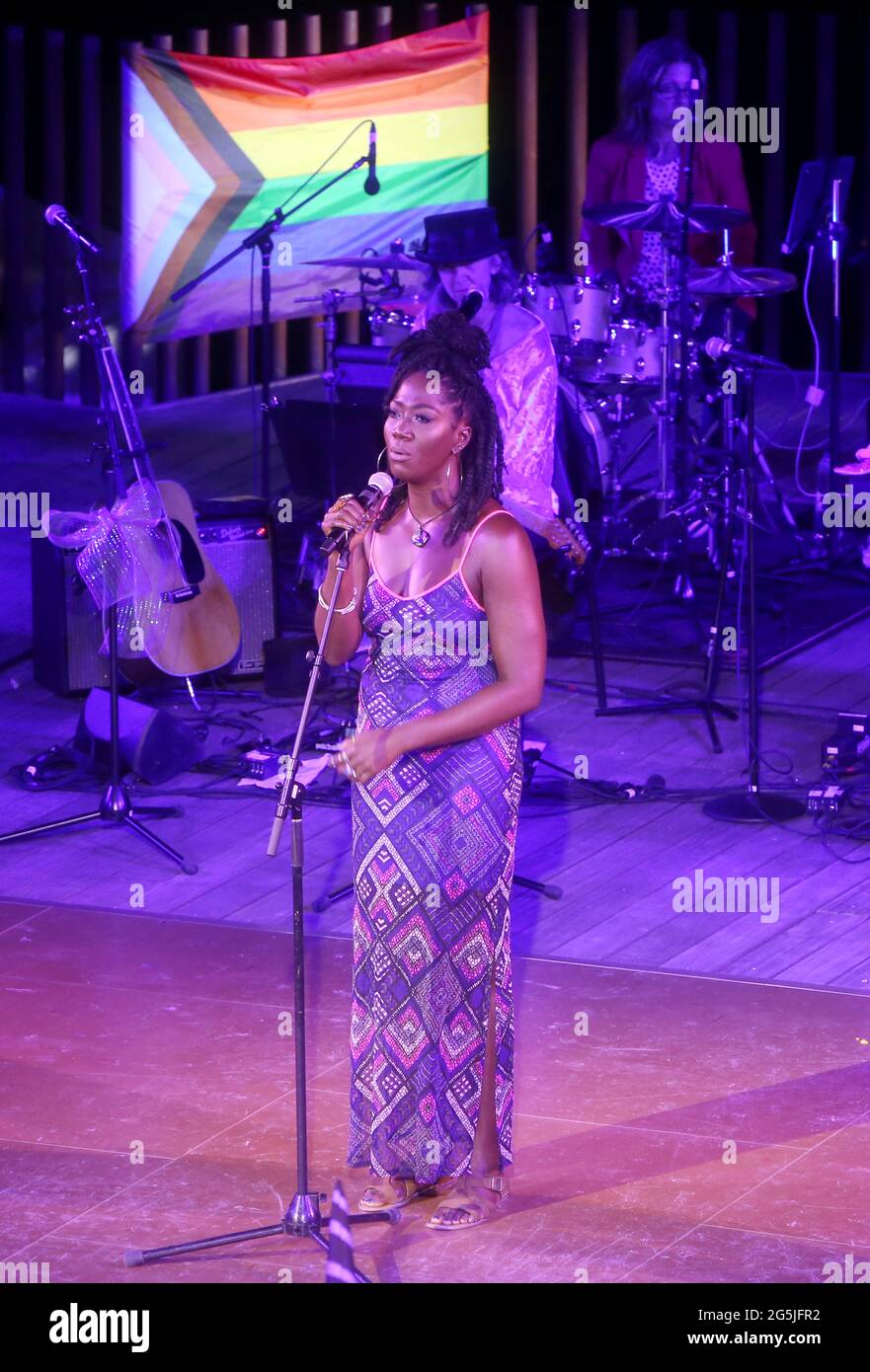 New York, NY, USA. 27th June, 2021. Amber Iman on stage during Tina ...