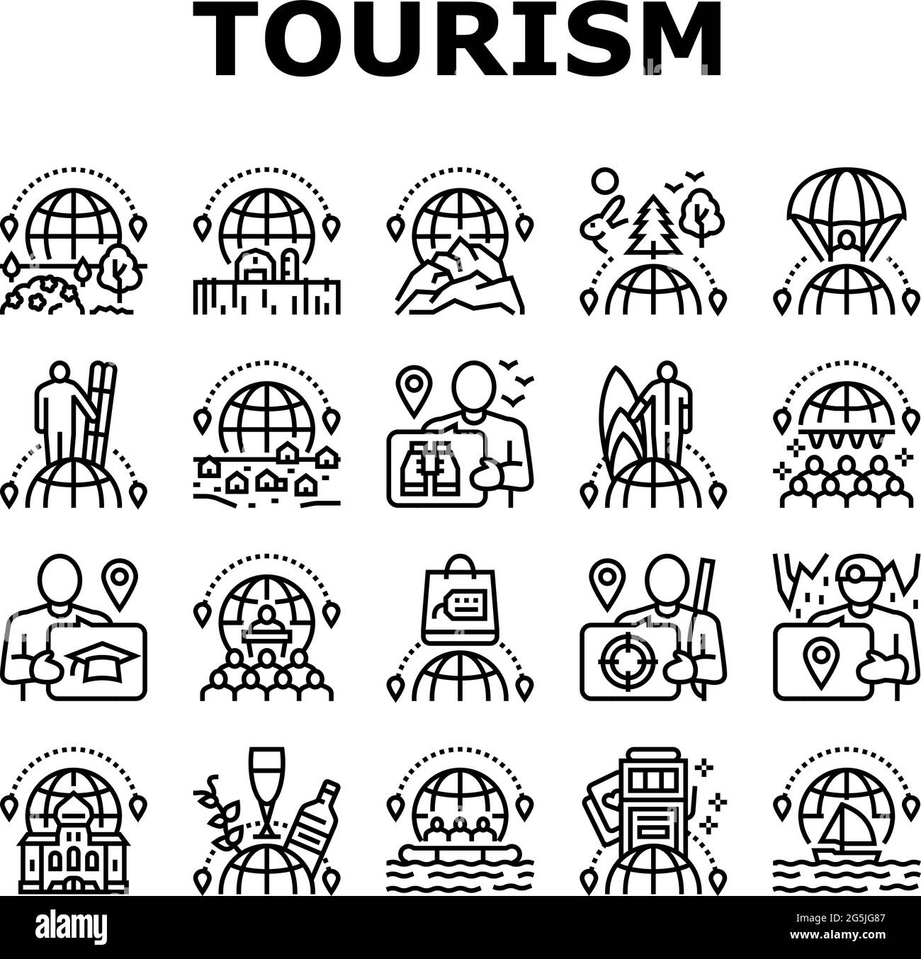 Tourism Travel Types Collection Icons Set Vector Stock Vector Image ...