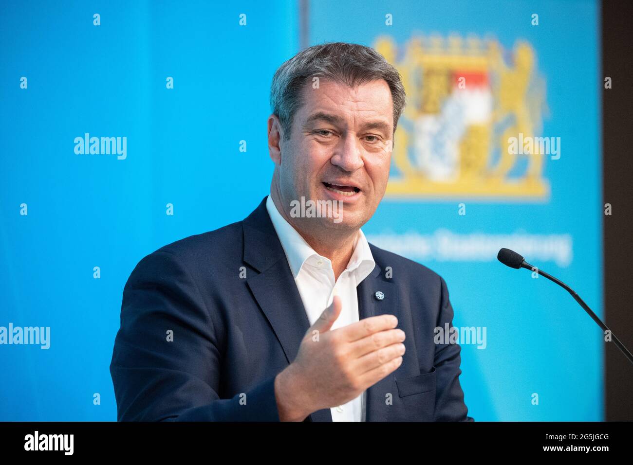Munich, Germany. 28th June, 2021. Markus Söder (CSU), Prime Minister of ...
