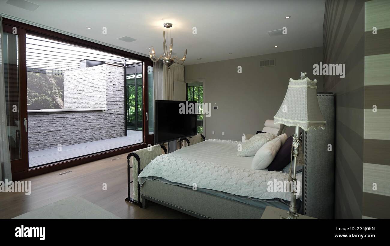 Luxurious Bright Bedroom With Comfortable King Size Bed and Modern ...