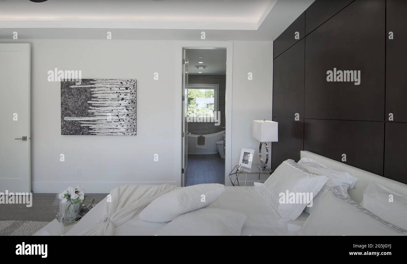 Luxurious Bright Bedroom With Comfortable King Size Bed and Modern ...