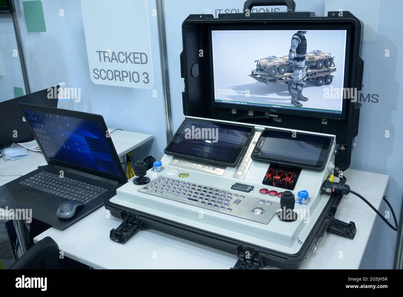 Military robotic fire control panel presented on stand Stock Photo - Alamy
