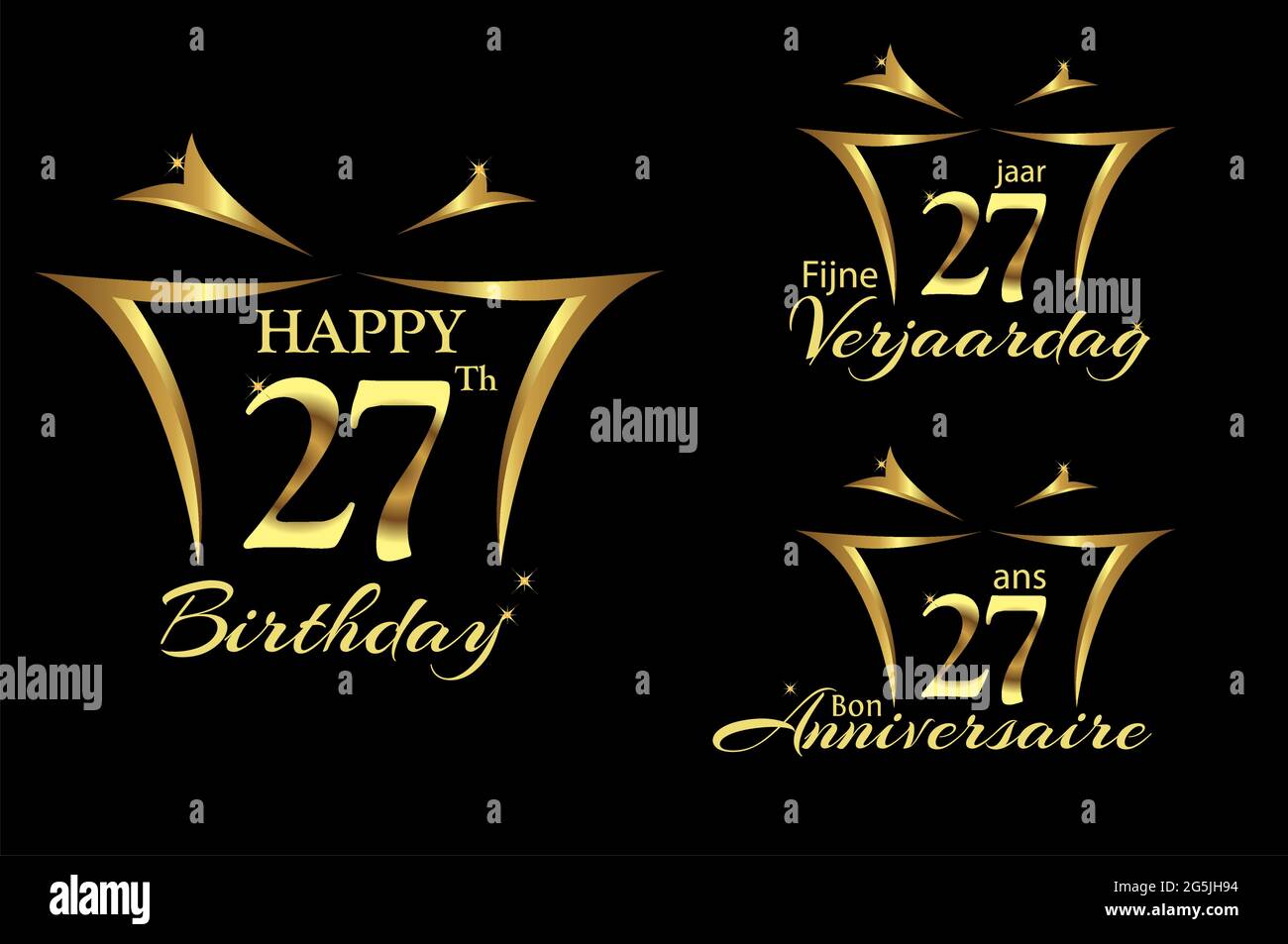 Happy Birthday 27 years. Elegant design with number Stock Vector Image ...