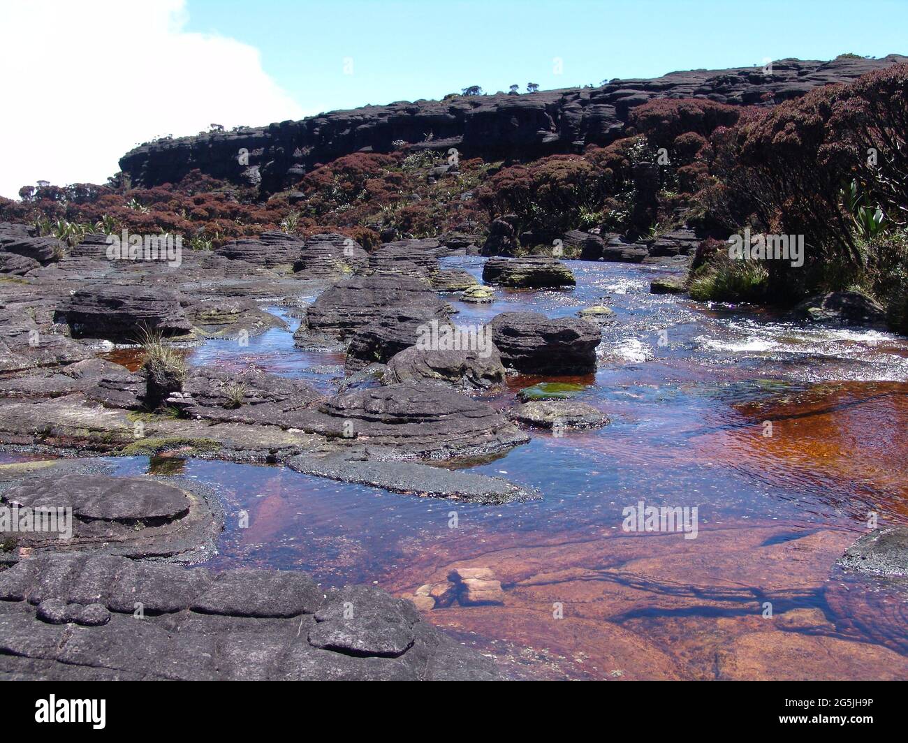 Many stone formations and rocks in a stream on the climbing path of ...