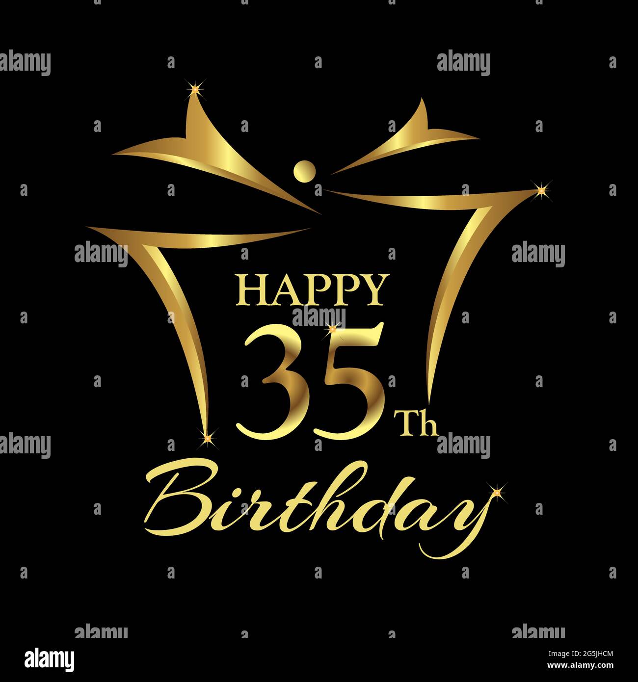 Happy Birthday thirty five years. Elegant design with number Stock ...