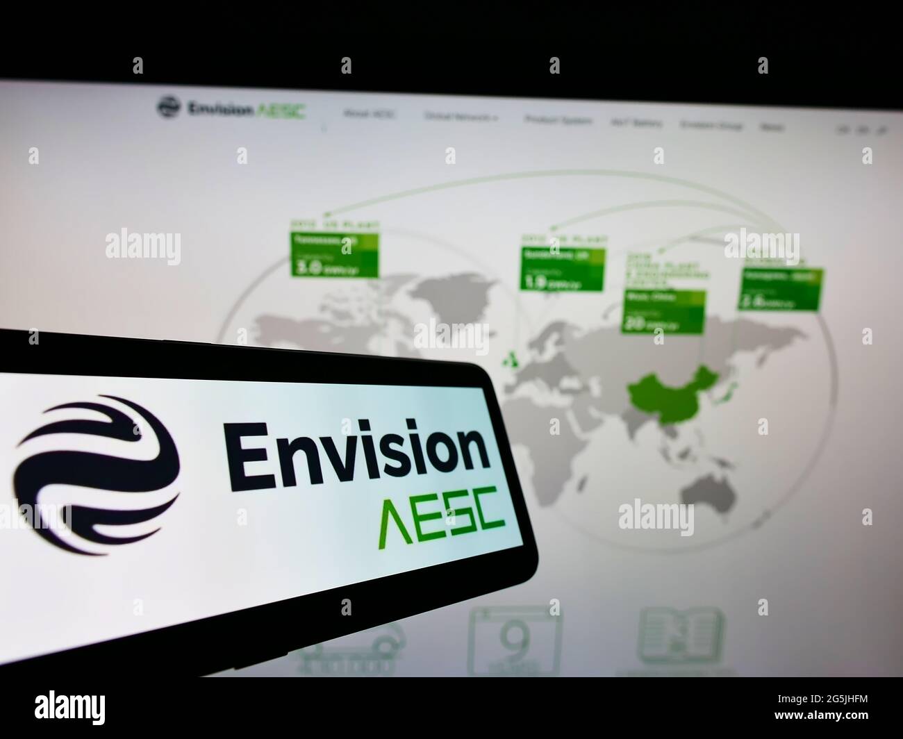 Smartphone with logo of Automotive Energy Supply Corporation (Envision ...