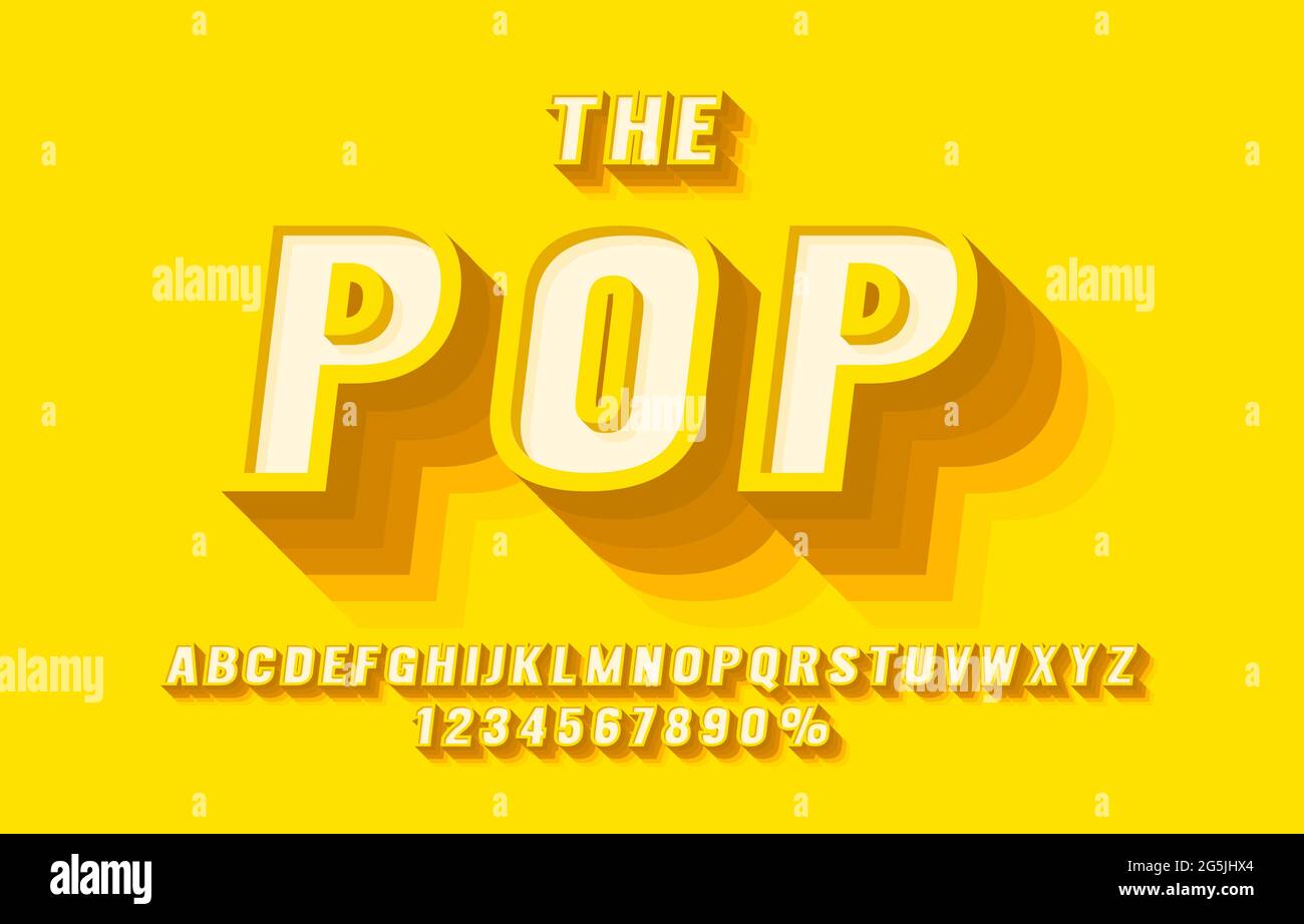 Pop Retro font set collection, letters and numbers symbol. Vector ...