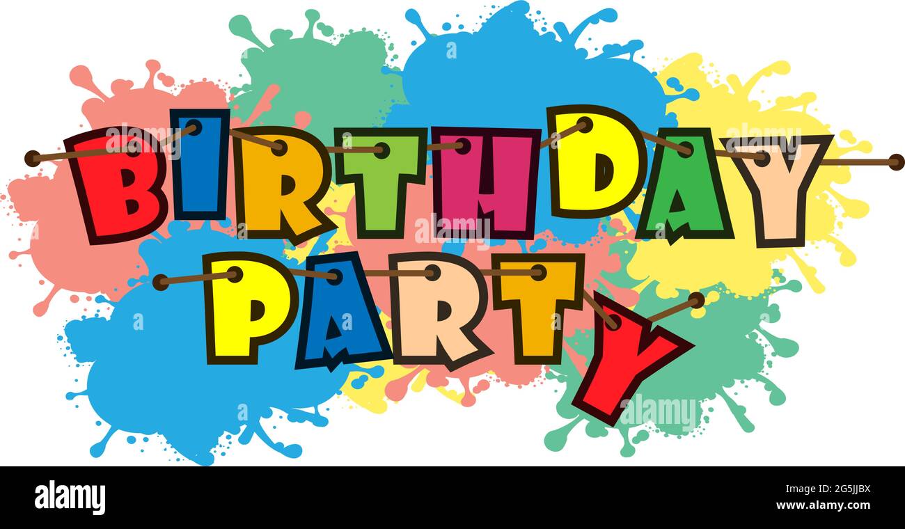Birthday party colorful typography, flat design, vector Stock Vector ...