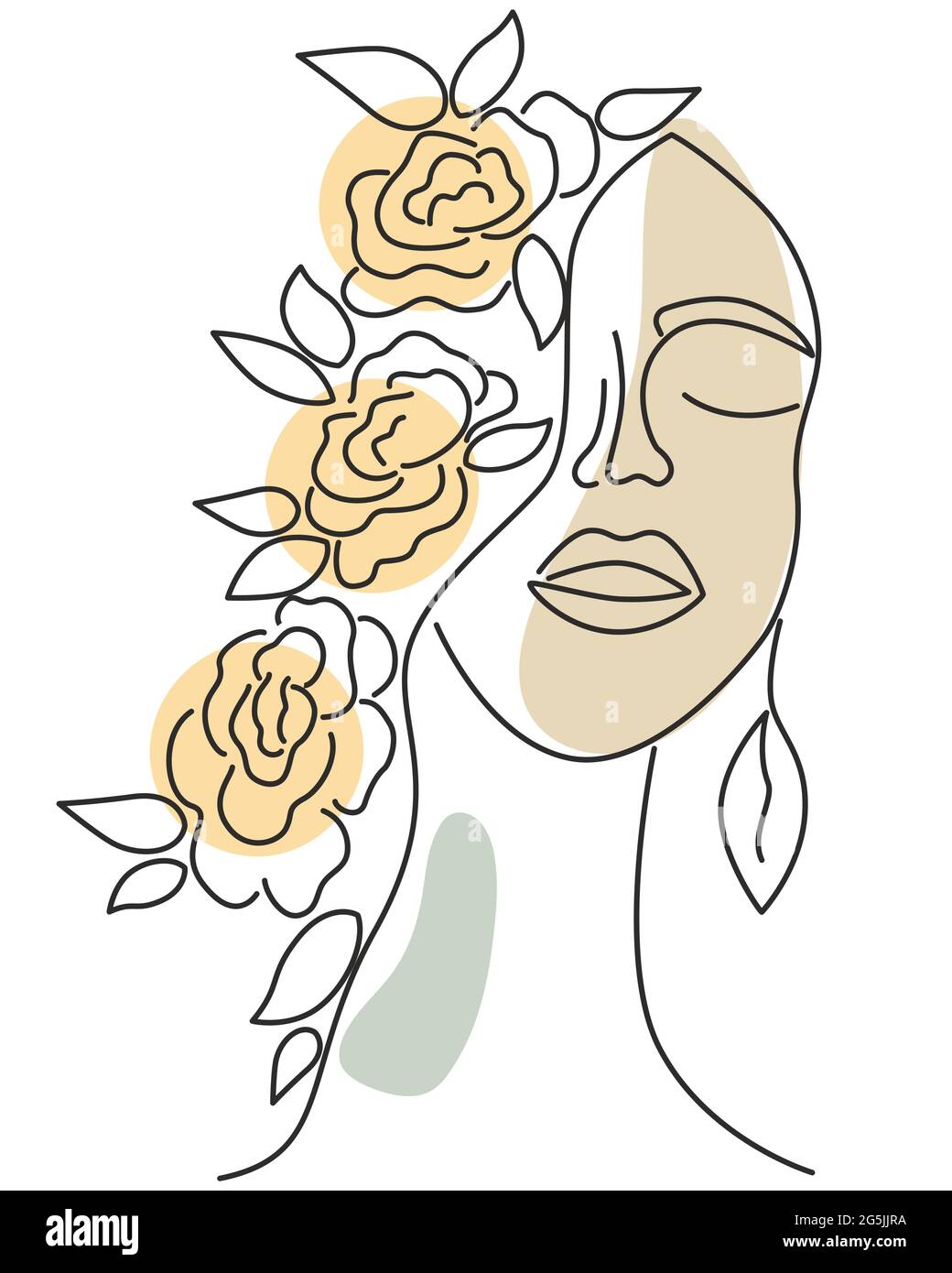 Female face with closed eyes, vector line art Stock Vector Image & Art ...