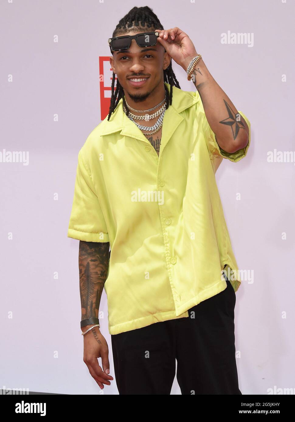 Tone Stith arrives at the BET Awards 2021 held at the Microsoft Theater ...