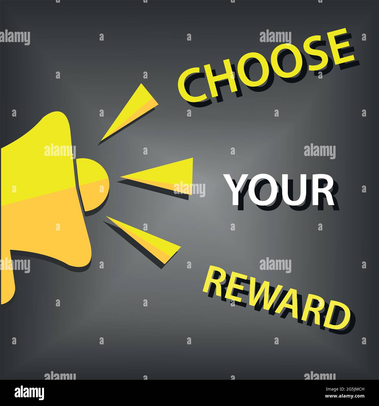 Chose your reward with megaphone. Flat vector illustration on gray ...