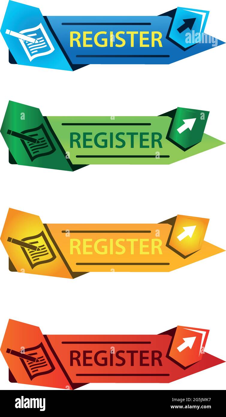 Register banner, Set stickers and banner. flat design Stock Vector ... Register banner, Set stickers and banner. flat design Stock Vector ...