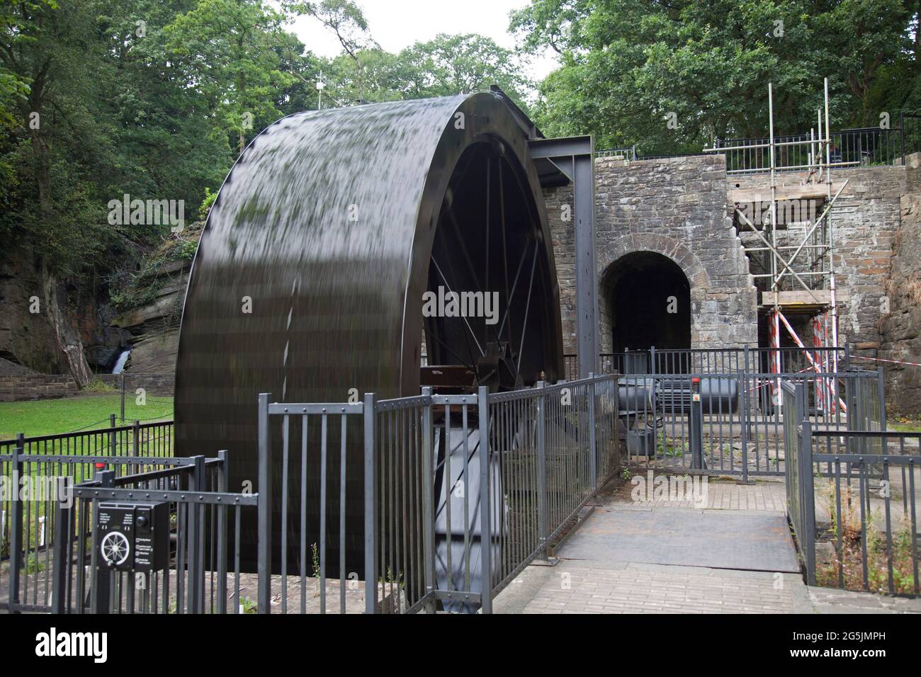 Water wheel at Aberdulais, Neath, Wales. Timed, long exposure, showing ...