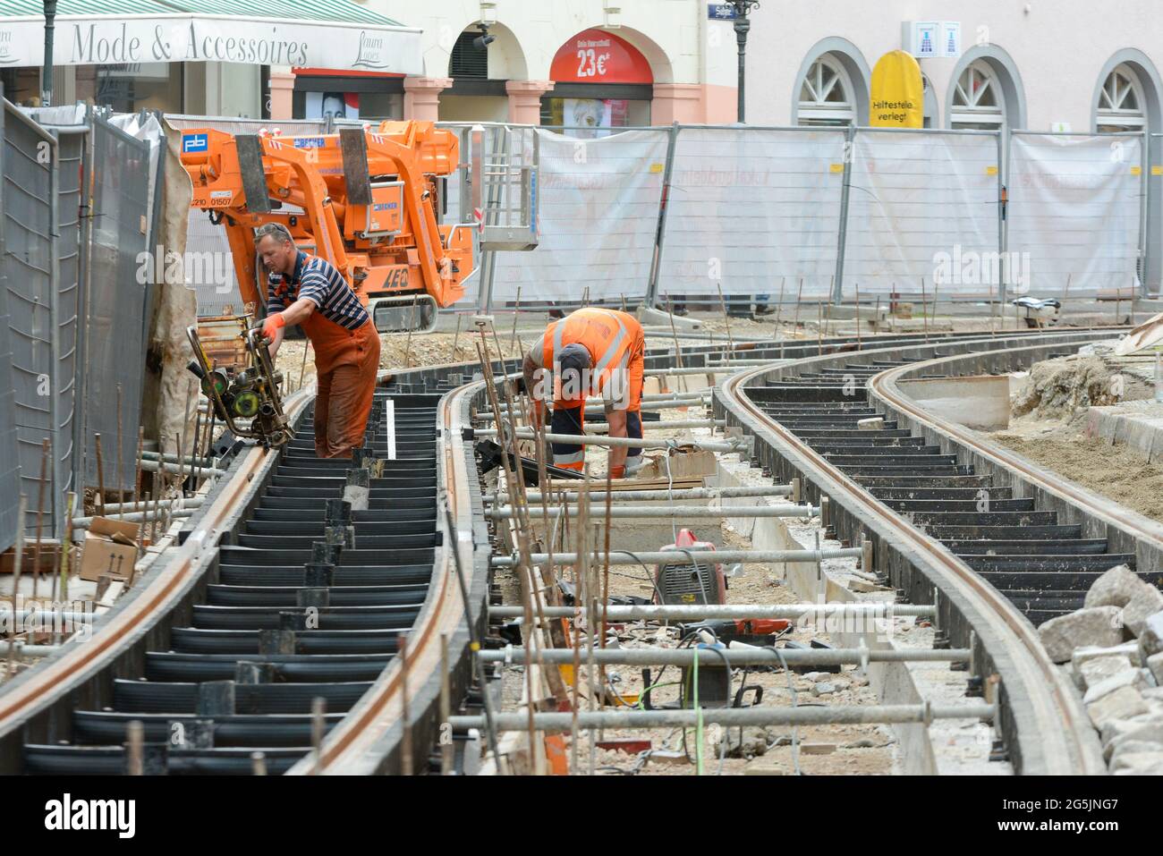 Freiburg im Breisgau, Germany, June 26, 2021: The train tracks in the ...