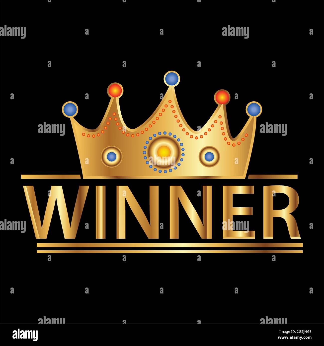 Gold Winner With Crown Banner Isolated on a Black Background. Vector ...