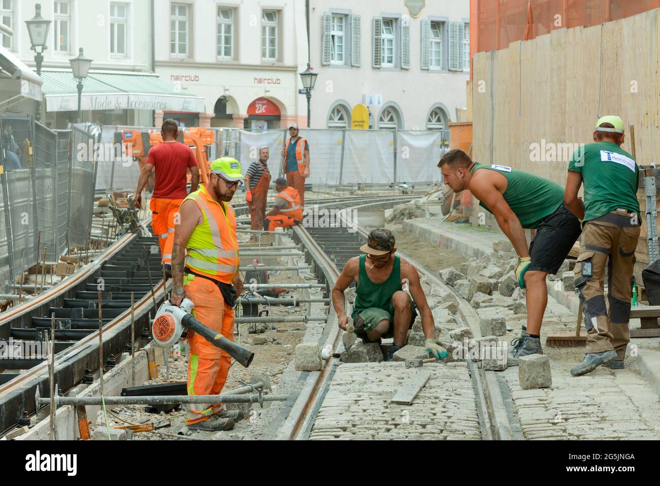 Freiburg im Breisgau, Germany, June 26, 2021: The train tracks in the ...