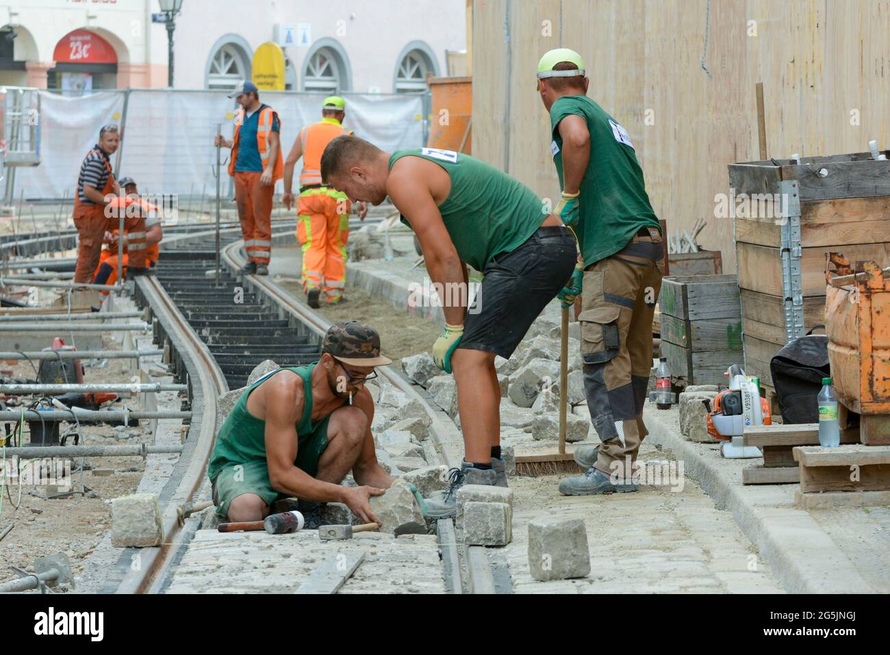 Freiburg im Breisgau, Germany, June 26, 2021: The train tracks in the ...