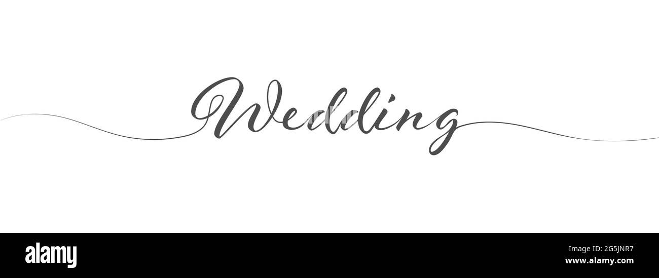 Calligraphy lettering WEDDING in one solid line on a white background ...