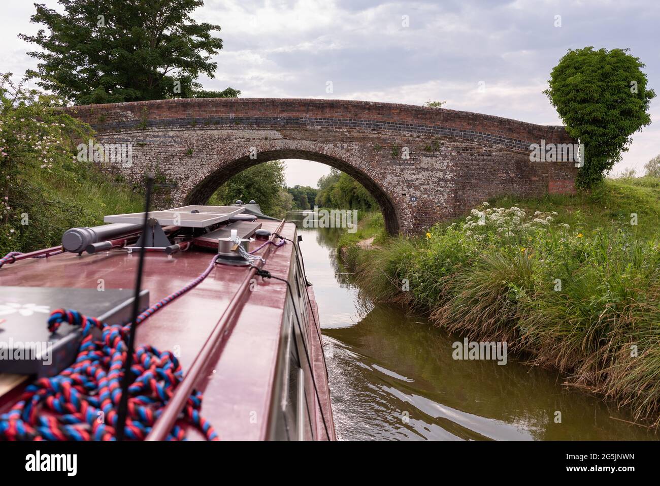 traveling image of Barge on canal looking down boat on to canal Stock ...