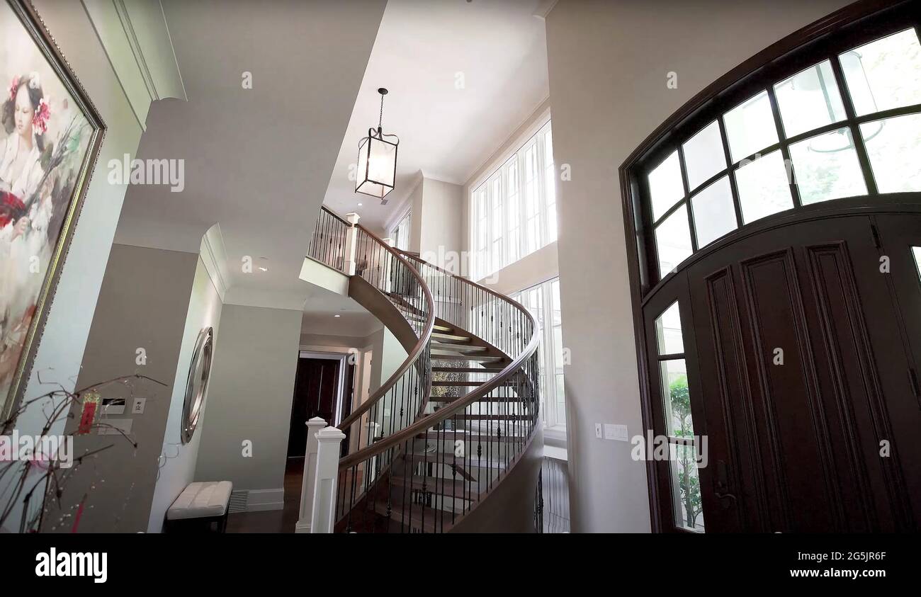 Luxurious Stairway In Spacious Mansion With Bright Elements And Stylish ...