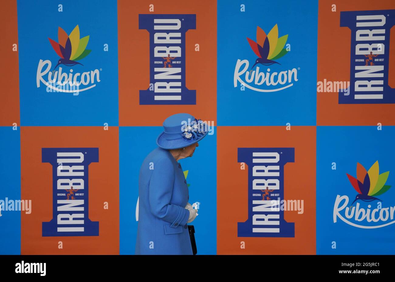 Queen Elizabeth II during a visit to AG Barr's factory in Cumbernauld ...