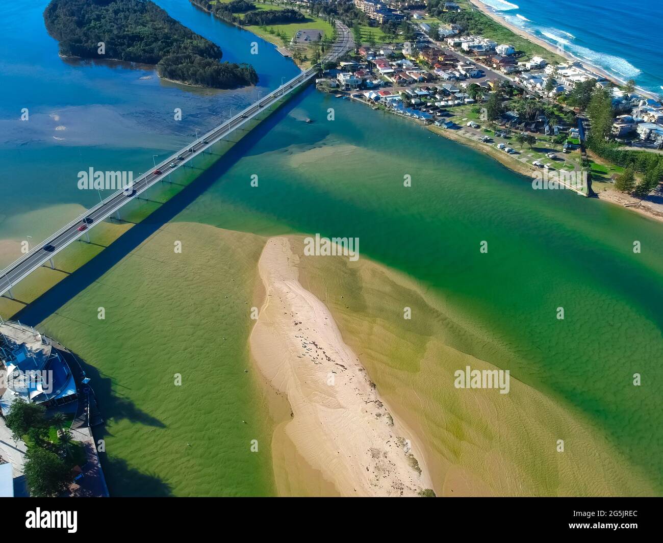 Panoramic drone aerial view of Mooney Money Hawkesbury River in Sydney ...