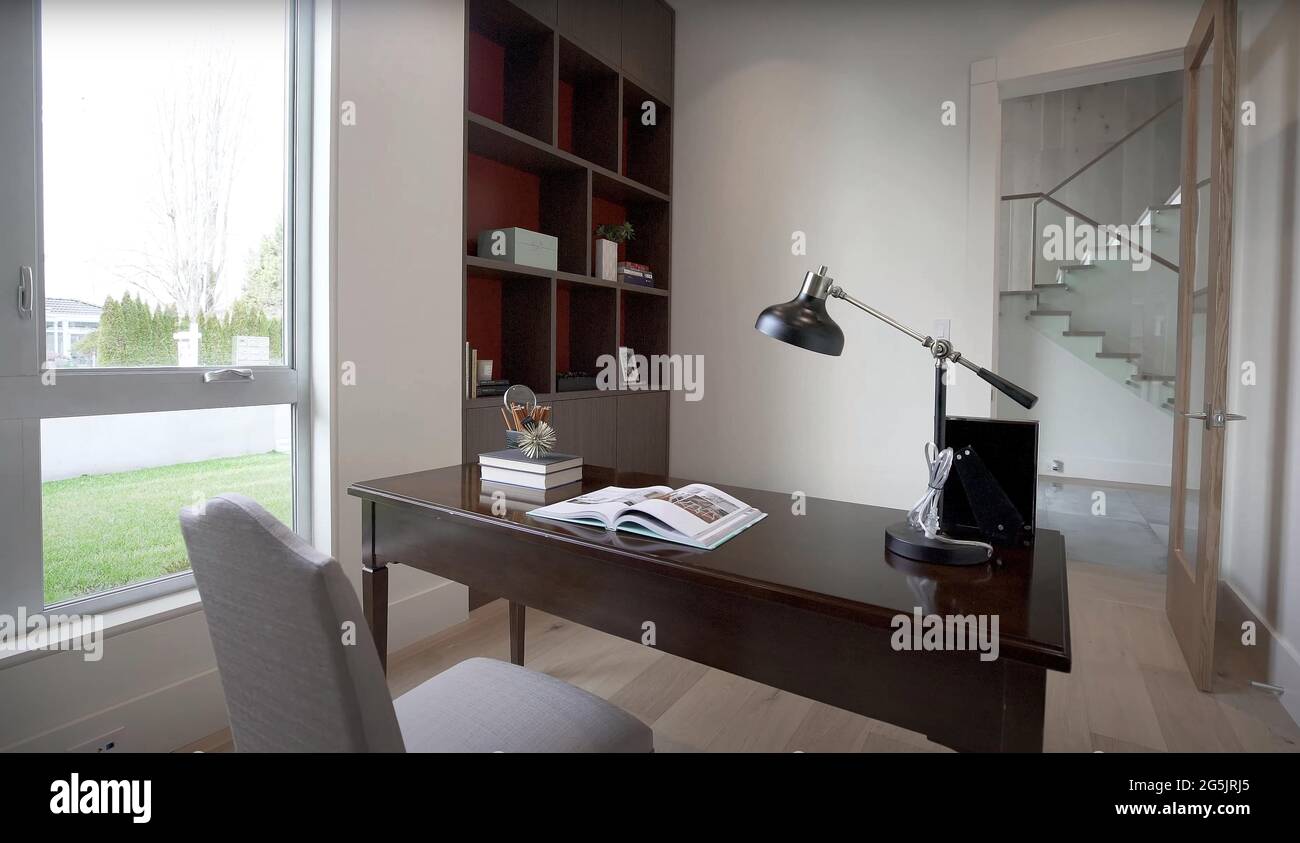 Elegant, Contemporary And Furnished Workroom. Illuminated Business ...