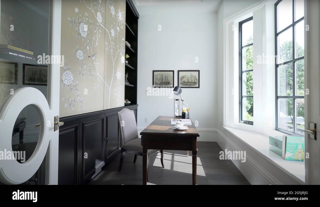 Elegant, Contemporary And Furnished Workroom. Illuminated Business ...