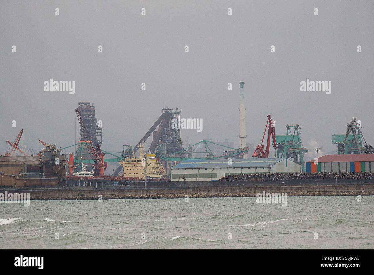 April 5, 2018-Pohang, South Korea-Genral View of POSCO STEEL plant in ...