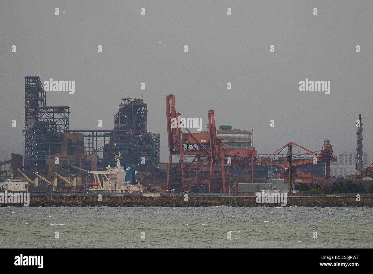 April 5, 2018-Pohang, South Korea-Genral View of POSCO STEEL plant in ...