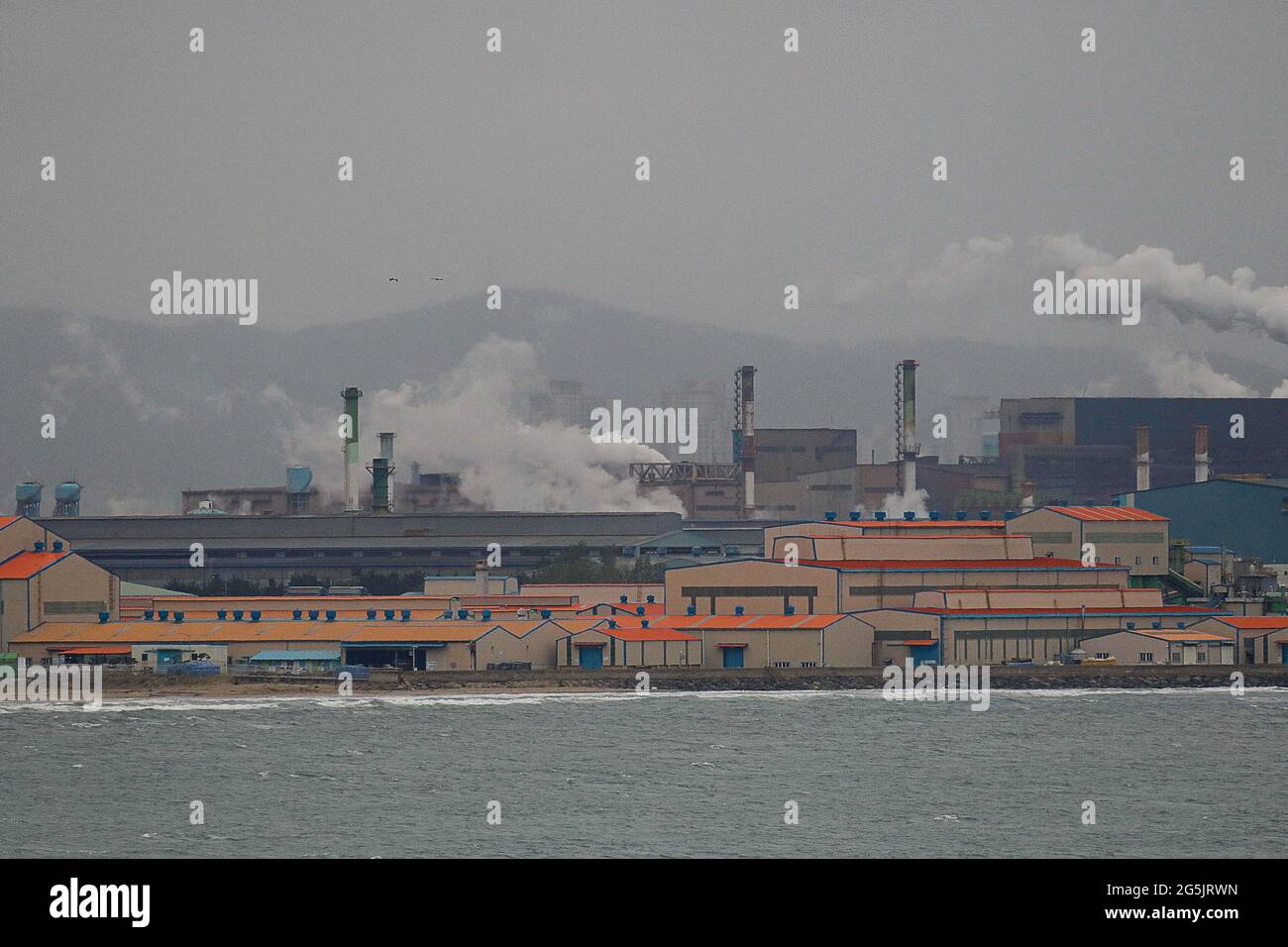 April 5, 2018-Pohang, South Korea-Genral View of POSCO STEEL plant in ...
